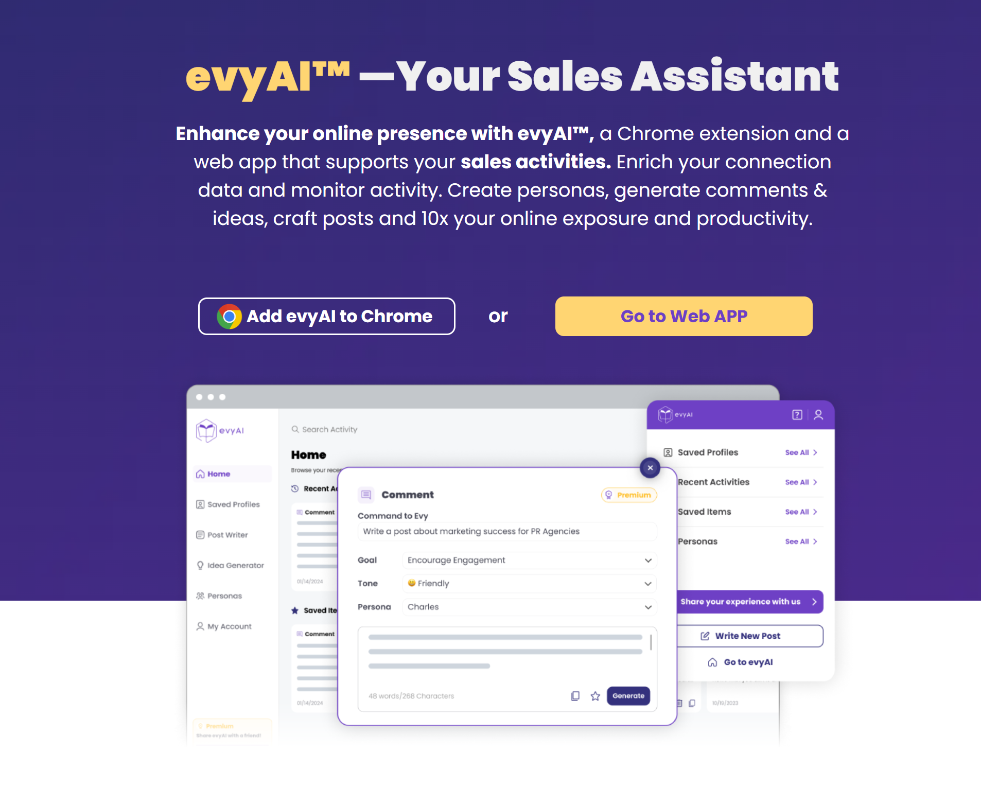 AI Writing Assistant evyAI: Master Professional Networking Online